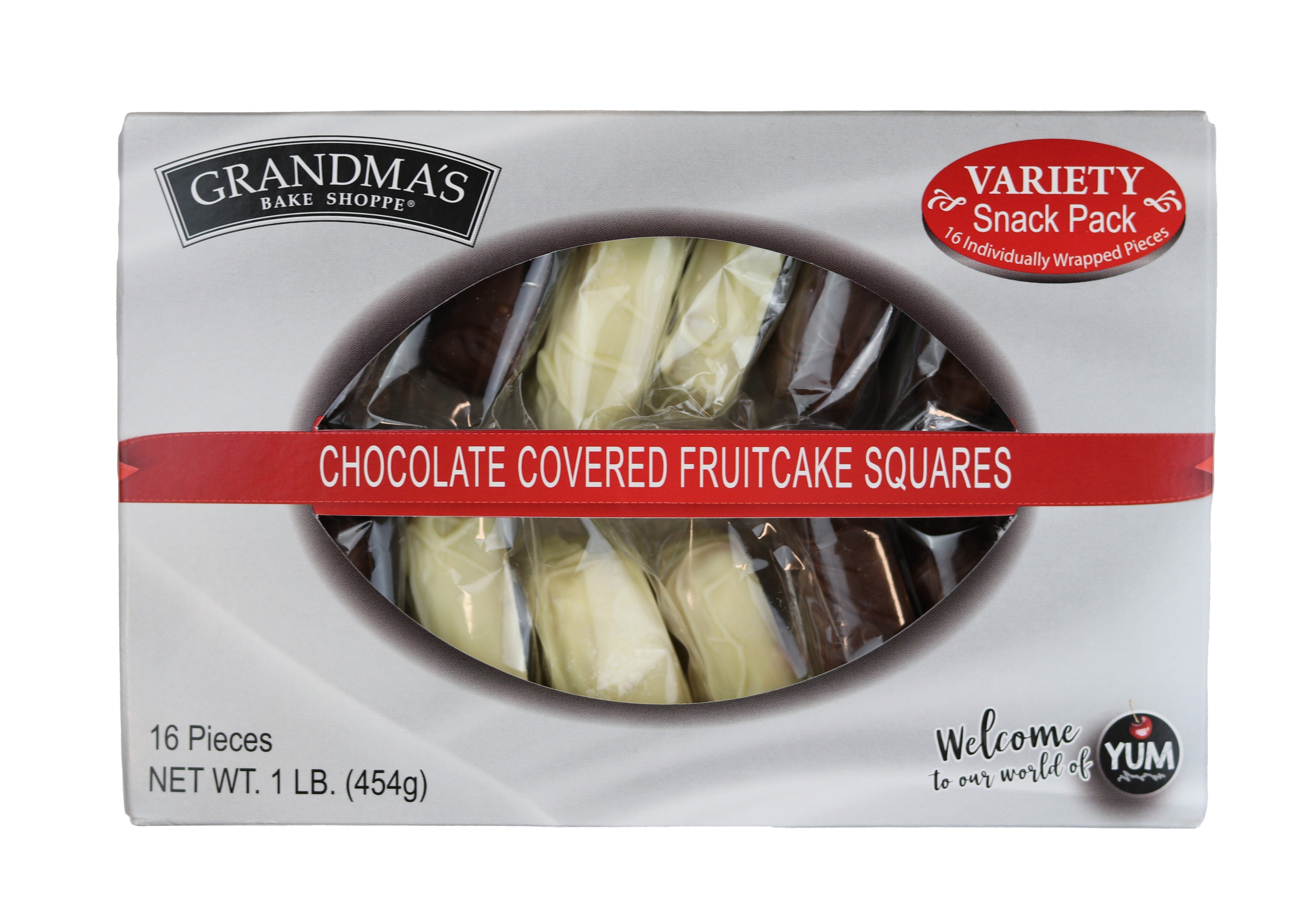 Variety Chocolate Covered Fruitcake Squares - 16ct